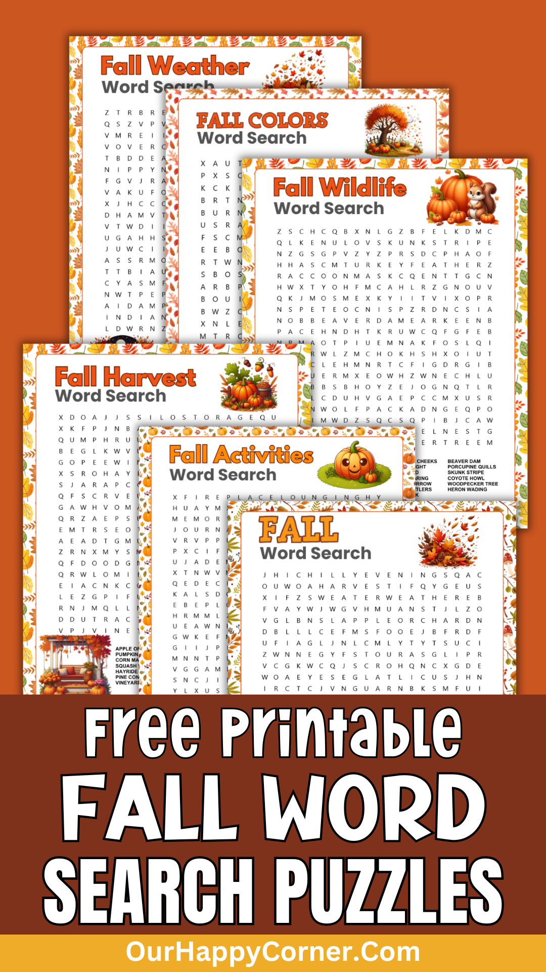 Free Printable Fall Word Search Puzzles - Our Happy Corner
