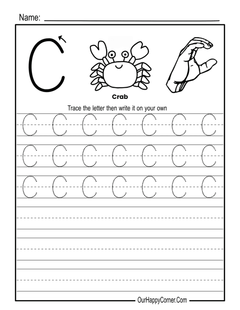 Alphabet Tracing Worksheets Free Printables - Our Happy Corner