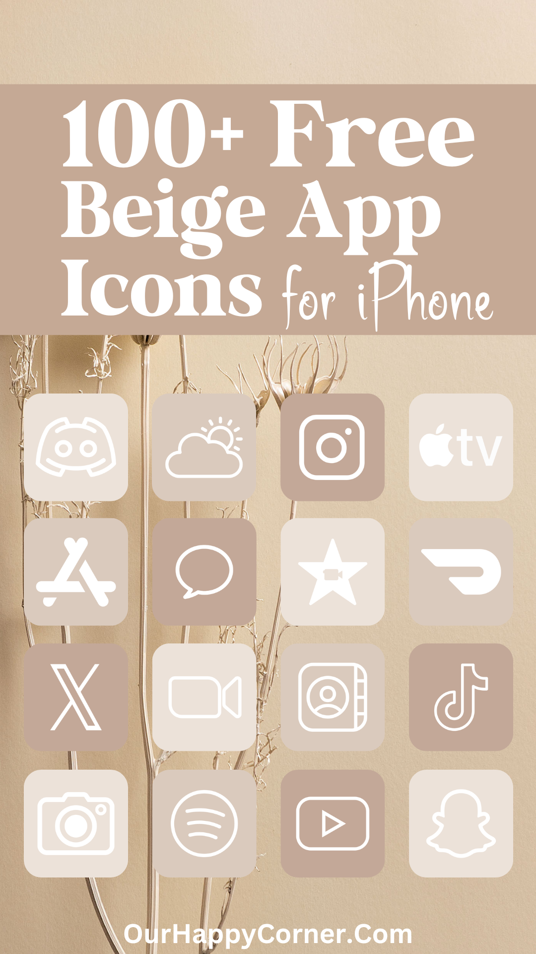 100 Free Aesthetic Beige App Icons For Your iPhone - Our Happy Corner