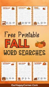 Free Printable Fall Word Search Puzzles - Our Happy Corner