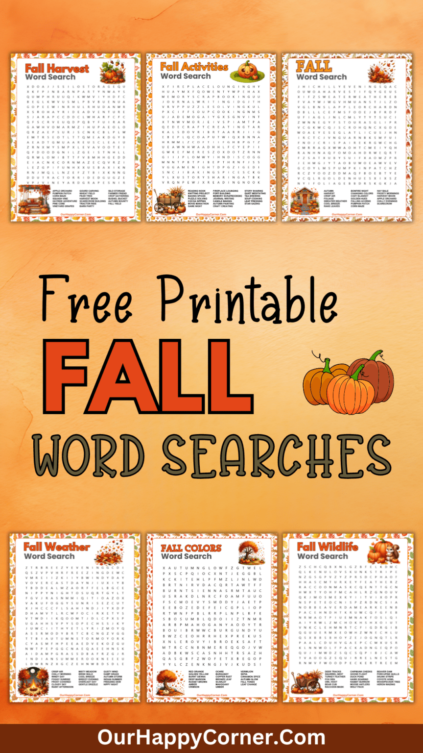 Free Printable Fall Word Search Puzzles - Our Happy Corner