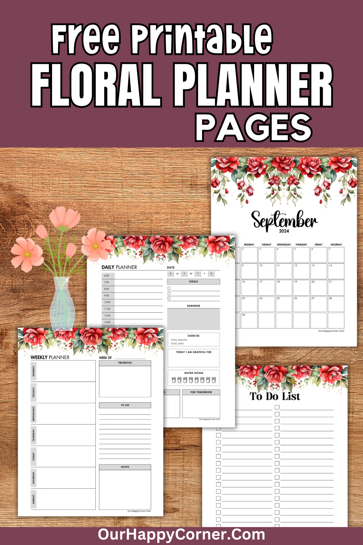 Free Printable Floral Planner Pages to Organize in Style - Our Happy Corner