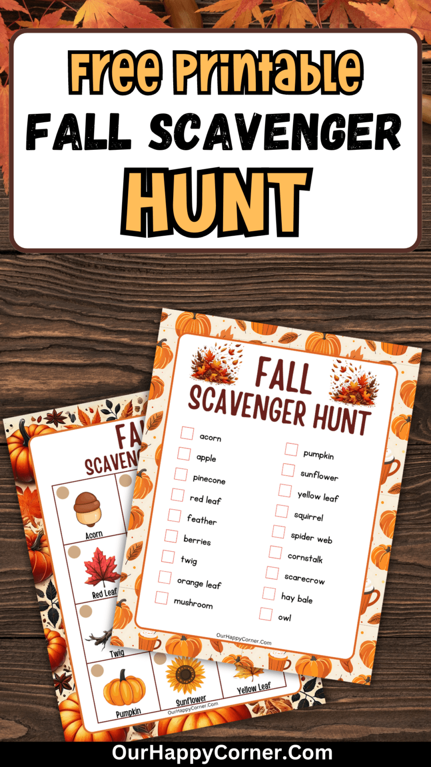 Free Fall Scavenger Hunt Printable - Our Happy Corner