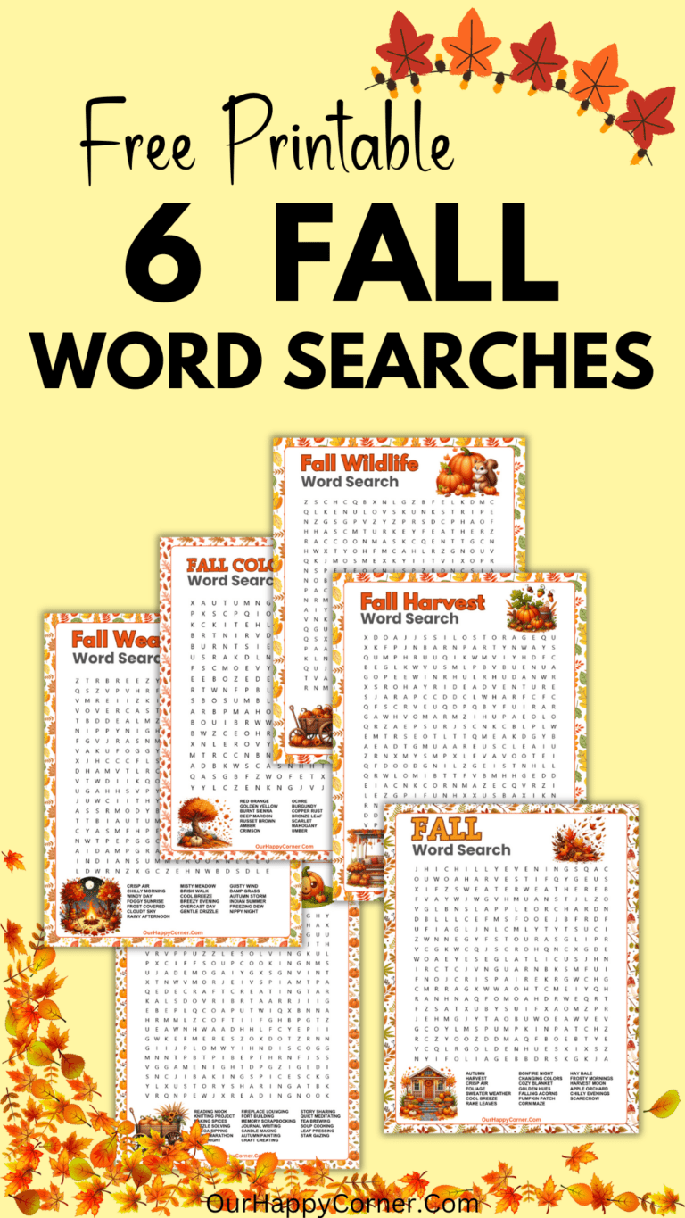 Free Printable Fall Word Search Puzzles - Our Happy Corner