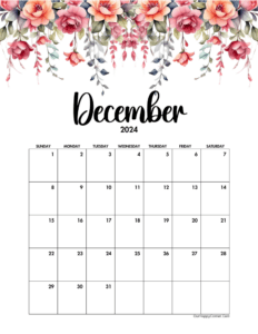 December 2024 Calendar Free Printables - Our Happy Corner