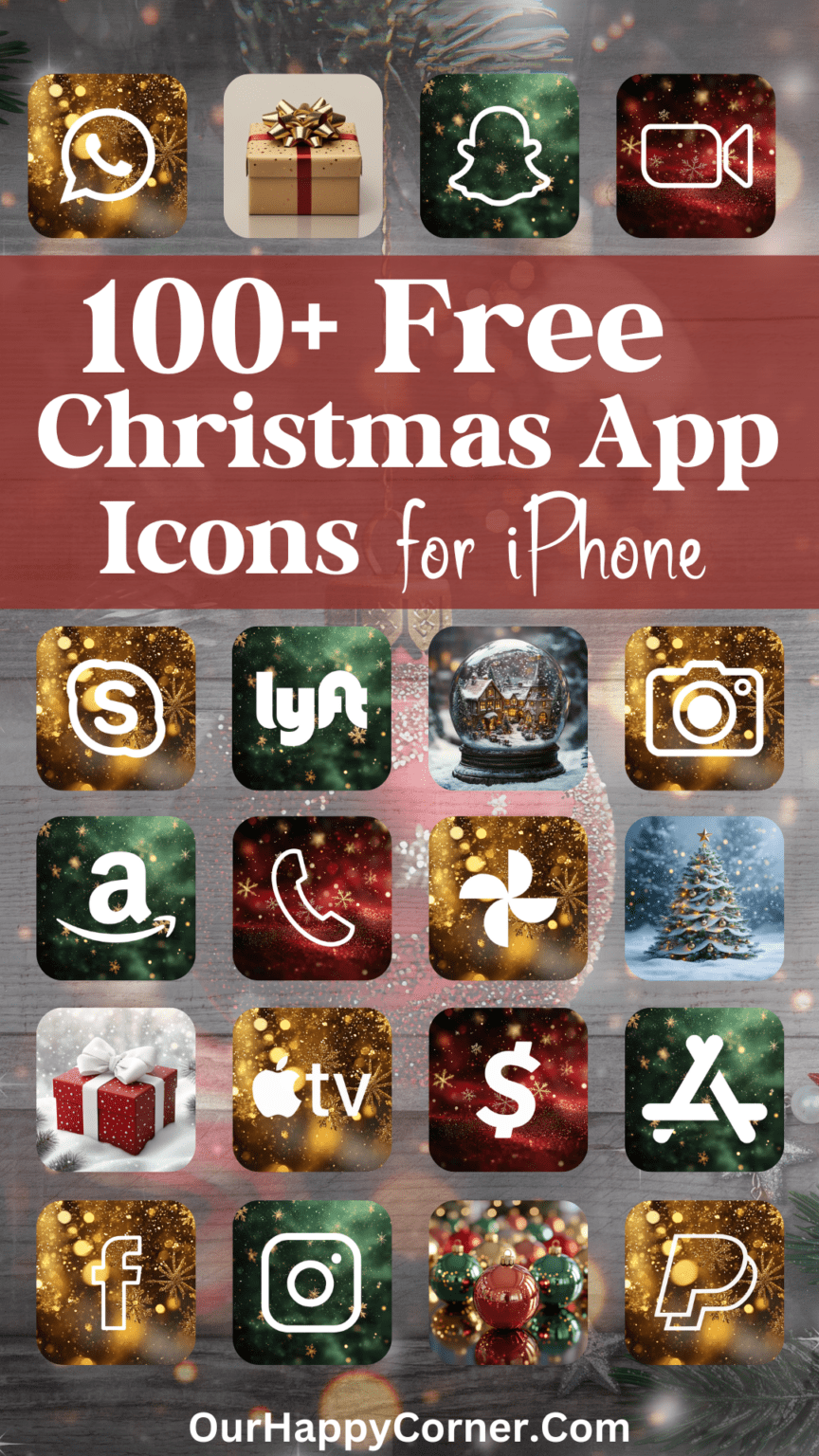 100 Free Shimmering Christmas App Icons For Your iPhone - Our Happy Corner
