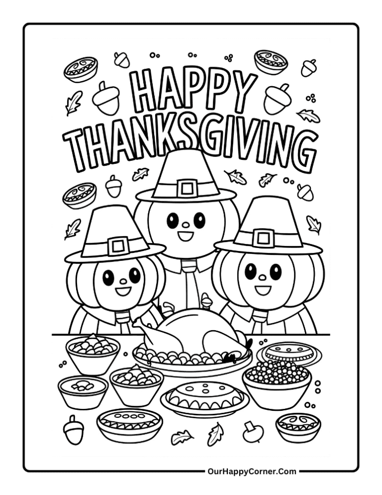 Thanksgiving Coloring Pages Free Printable - Our Happy Corner