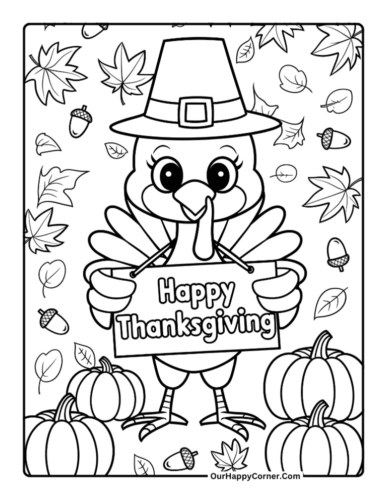 Thanksgiving Coloring Pages Free Printable - Our Happy Corner