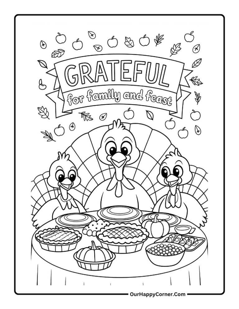 Thanksgiving Coloring Pages Free Printable - Our Happy Corner