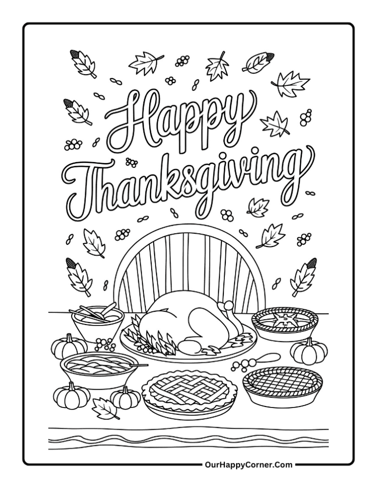 Thanksgiving Coloring Pages Free Printable - Our Happy Corner