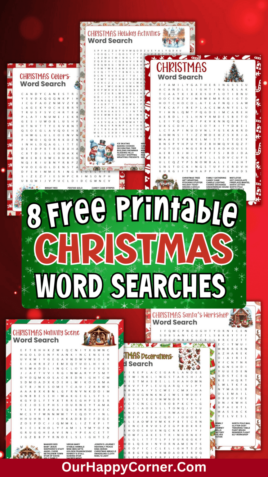 Free Christmas Word Search Puzzles for Holiday Fun - Our Happy Corner