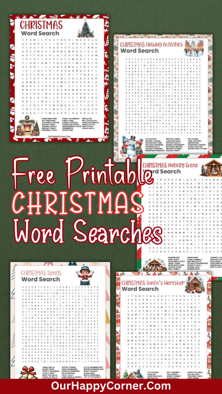 Free Christmas Word Search Puzzles for Holiday Fun - Our Happy Corner