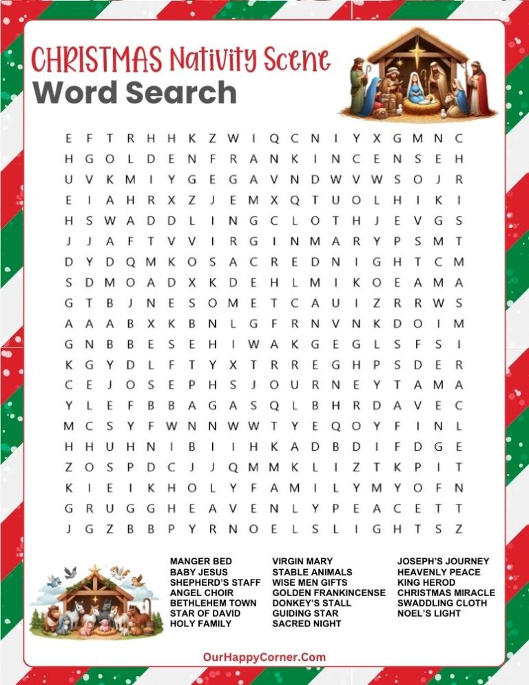 Free Christmas Word Search Puzzles for Holiday Fun - Our Happy Corner