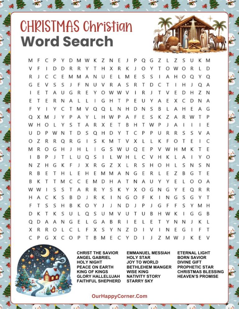 Free Christmas Word Search Puzzles for Holiday Fun - Our Happy Corner