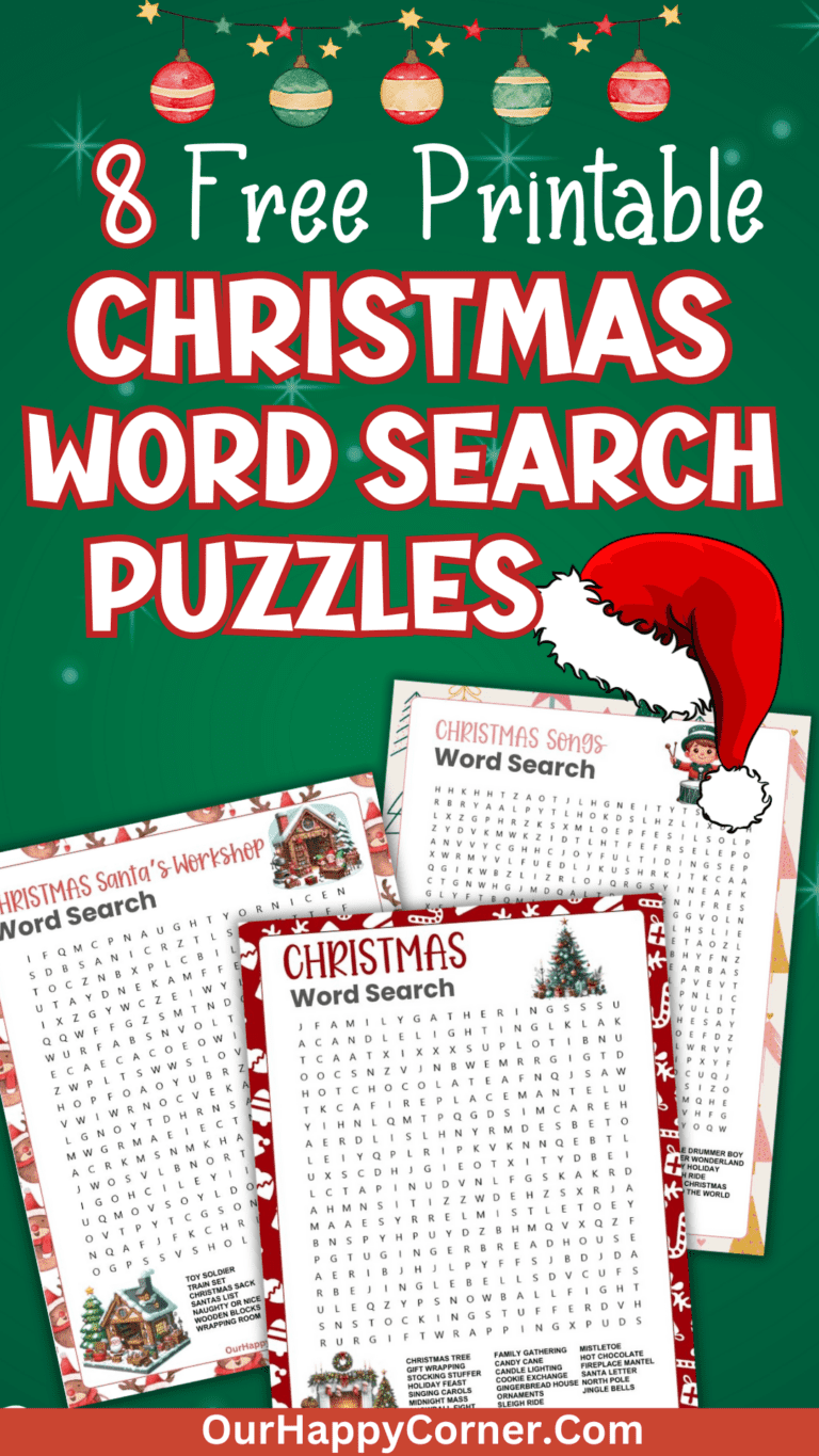 Free Christmas Word Search Puzzles for Holiday Fun - Our Happy Corner
