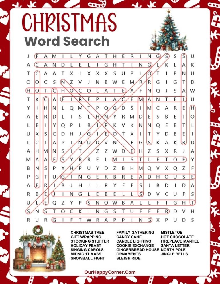 Free Christmas Word Search Puzzles for Holiday Fun - Our Happy Corner