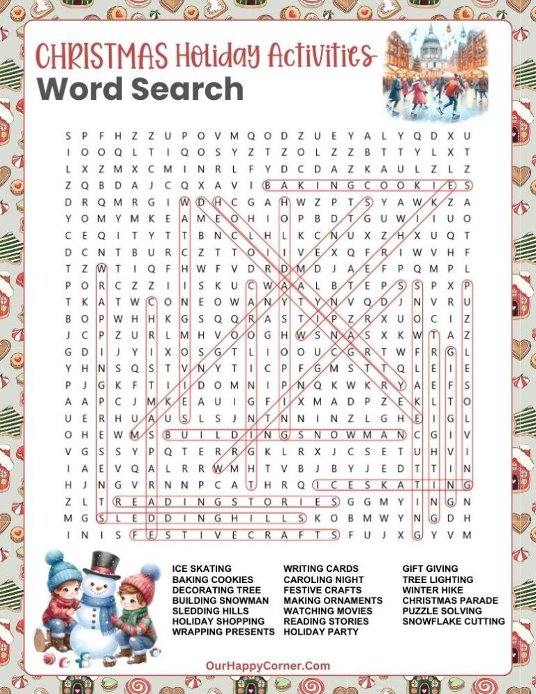 Free Christmas Word Search Puzzles for Holiday Fun - Our Happy Corner