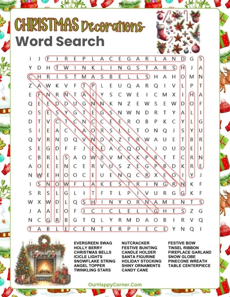 Free Christmas Word Search Puzzles for Holiday Fun - Our Happy Corner
