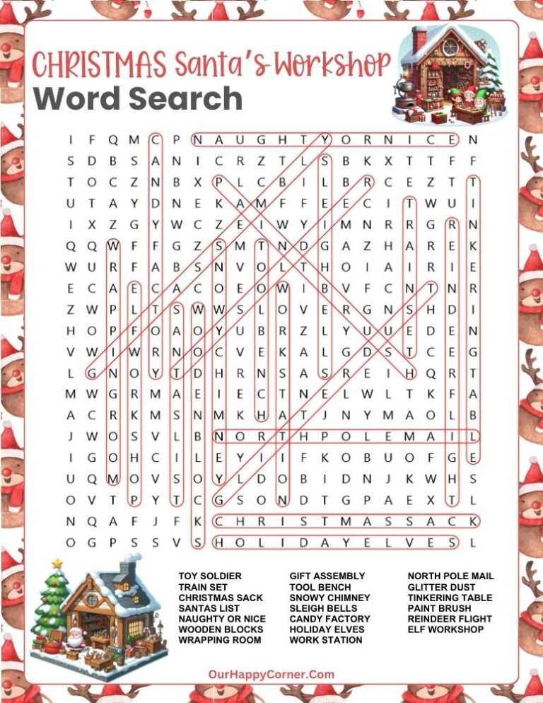 Free Christmas Word Search Puzzles for Holiday Fun - Our Happy Corner