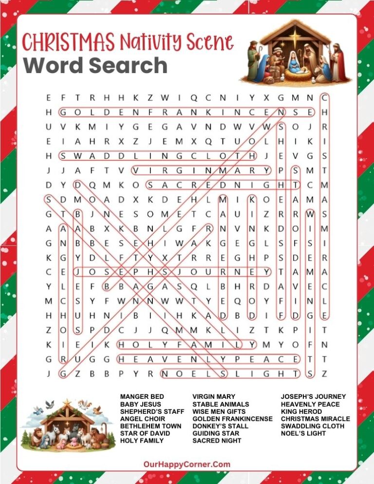 Free Christmas Word Search Puzzles for Holiday Fun - Our Happy Corner