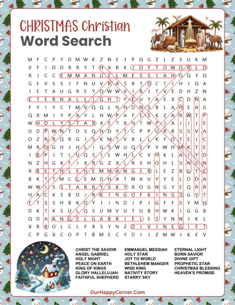 Free Christmas Word Search Puzzles for Holiday Fun - Our Happy Corner