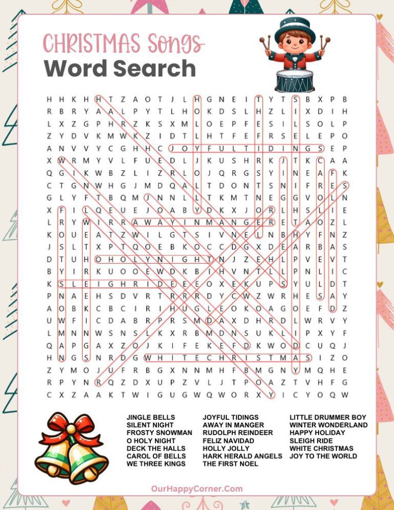Free Christmas Word Search Puzzles for Holiday Fun - Our Happy Corner