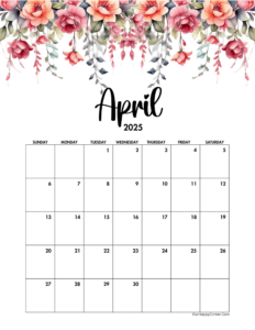 Free Printable April 2025 Calendar - Our Happy Corner