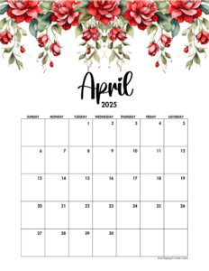 Free Printable April 2025 Calendar - Our Happy Corner