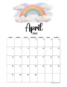 Free Printable April 2025 Calendar - Our Happy Corner
