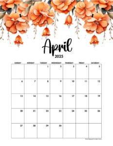 Free Printable April 2025 Calendar - Our Happy Corner