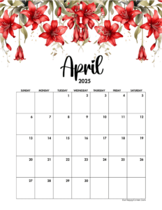 Free Printable April 2025 Calendar - Our Happy Corner