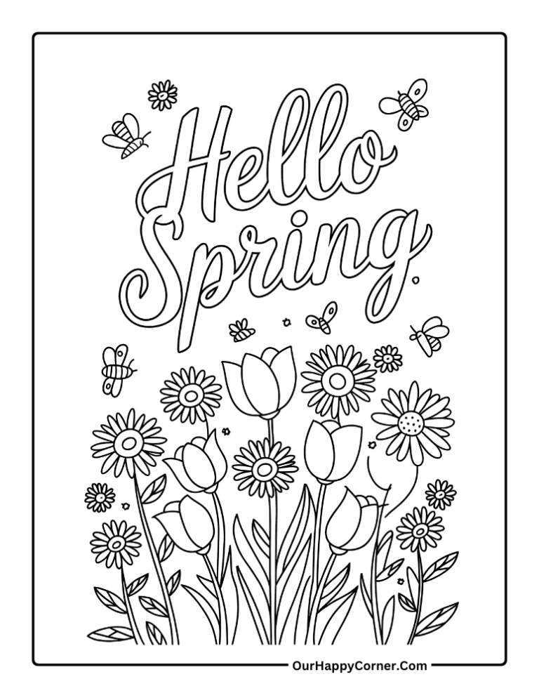 Free Printable Spring Coloring Pages For Kids - Our Happy Corner