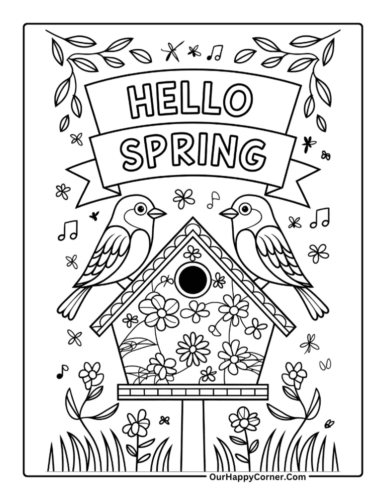 Free Printable Spring Coloring Pages For Kids - Our Happy Corner