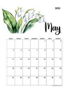 Free Printable May 2025 Calendar - Our Happy Corner