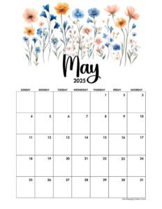 Free Printable May 2025 Calendar - Our Happy Corner