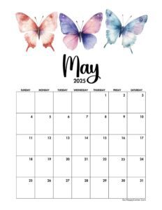Free Printable May 2025 Calendar - Our Happy Corner