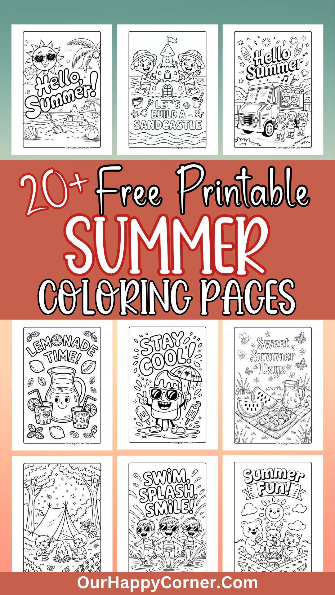 Free Summer Coloring Pages for Kids - Our Happy Corner