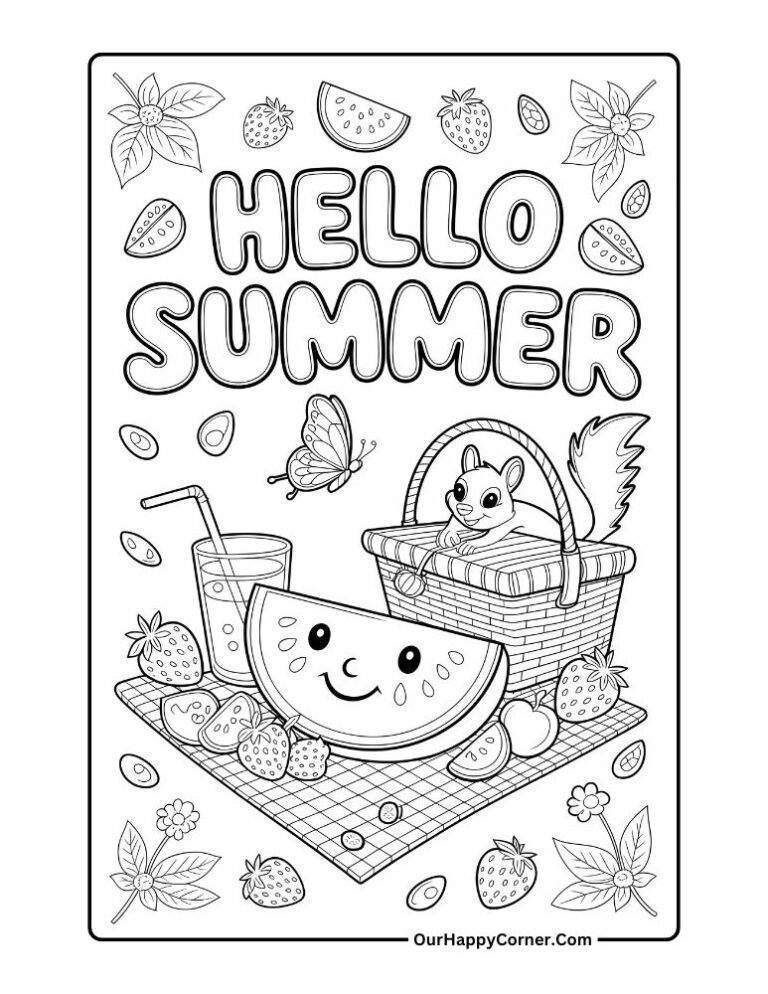 Free Summer Coloring Pages for Kids - Our Happy Corner