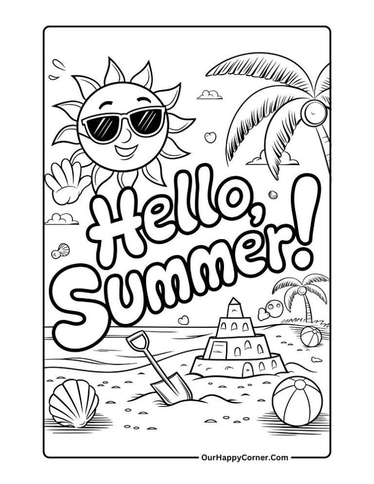 Free Summer Coloring Pages for Kids - Our Happy Corner