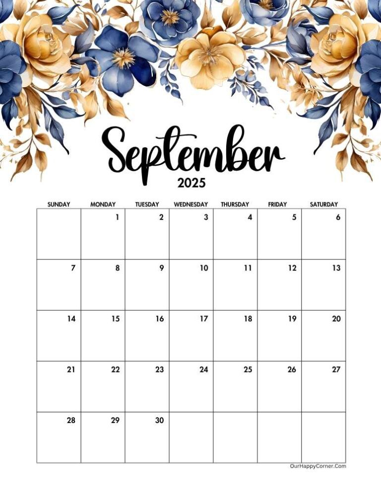 Free Printable September 2025 Calendar - Our Happy Corner